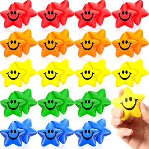 sumind 45 pieces star smile face stress balls mini star foam balls star stress relief smile face toys for school carnival game reward student prizes party decoration, 5 colors