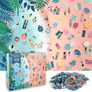 500 piece puzzles for adults - jigsaw puzzles 500 pieces - 500 piece puzzle - day at the beach - beautiful artistic tropical jigsaw puzzles for adults, teens and families