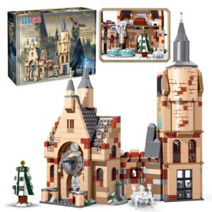 under the baubles harry castle clock tower building toy set with dumbledore office building, magic castle architecture model for boys and girls, gift ideas for potter fans kids aged 8-14 (871 pcs).