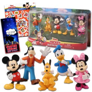 disney jr. mickey collectible friends set bundle with figurines, mickey mouse stickers and more | mickey mouse playset