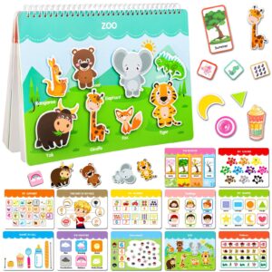 kingtle busy book for kids, preschool montessori toys activity binder, toddlers early educational learning book, sensory books for boys and girls