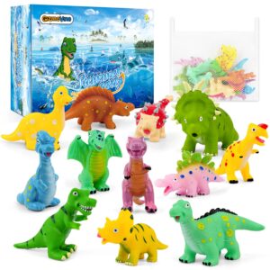 bath toys, bath toys toddlers 2-4, dinosaur toddler bath toys, educational color & species recognition, hole-free design, ideal for birthdays & theme parties