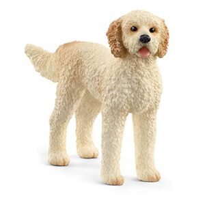 schleich farm world goldendoodle dog figurine - highly detailed and durable animal toy, fun and educational play for boys and girls, gift for kids ages 3+