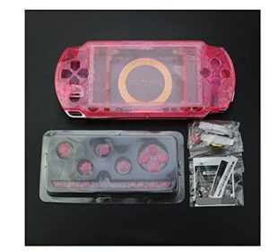 new replacement psp 1000 full housing shell cover with buttons screws set -clear pink