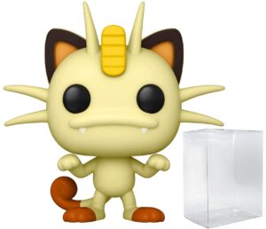 pop meowth funko pop vinyl figure (bundled with compatible pop box protector case), multicolor, 3.75 inches