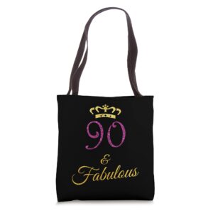 90th birthday shirt for women gift funny 90 year old grandma tote bag