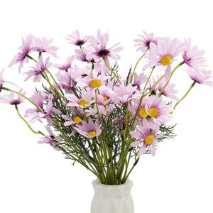 mexspfit artificial flowers outdoors fake daisy,20 bundles silk daisy，fake fall flowers for decoration，no fade uv resistant for home indoor outside hanging planter garden wedding (purple, 10)