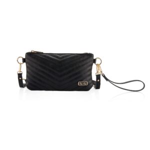 itzy ritzy boss pouch wristlet, crossbody clutch & belt bag - black clutch purse for women - includes crossbody strap & wristlet strap - features 6 card slots & 2 zippered pockets (jetsetter)