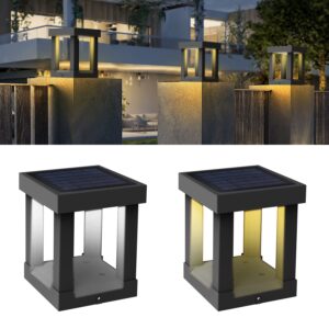 coreslux solar post cap light lamp outdoor floor lamp, super bright solar outdoor lights waterproof landscape path lights for garden yard walkway 2 pack