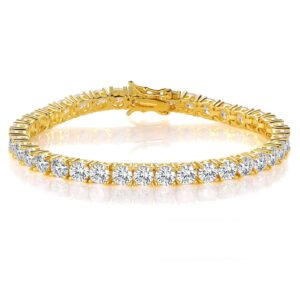 gemsme 18k yellow gold plated 4.0mm cubic zirconia classic tennis bracelet 7.0 inch