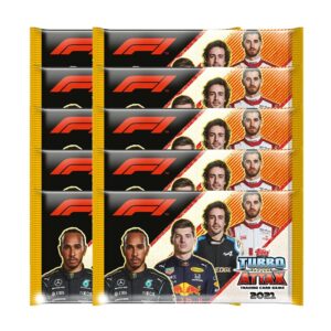 2021 topps f1 turbo attax cards - 10-pack set (10 cards per pack) (total of 100 cards)