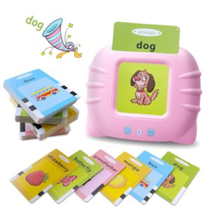 talking flash cards educational toys - talking flashcards learning toys for toddlers - montessori toys flash cards for age 2 3 4 5 6 pink