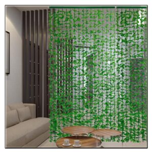 wzning leaf strip curtains, artificial green string bamboo bead curtain home decoration partition for balconies wall garden pergola, easy to install interior decoration, home and kitchen decoration