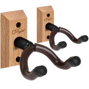 snigjat guitar wall mount 2 pack, guitar hanger for rotatable, solid wood guitar wall hanger, v-shaped guitar mount hook for acoustic guitar, guitar holder for banjo, musical instruments accessories