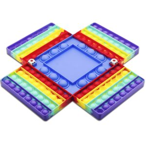 gexond big size pop game board fidget toy, large rainbow pop chess board for 4 players games - interactive jumboo stress relief pop game with dice for parent/kids time