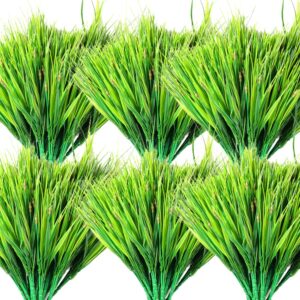 ydsiii 20pcs artificial outdoor plants,fake plants wheat grass greenery shrubs uv resistant faux plastic plants outdoor window box verandah hanging planter home garde window box décor (grass)