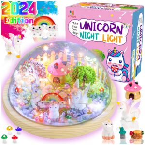 y yofun unicorns gifts for girls - unicorn crafts for kids,make your unicorn night lights kit with rainbow fairy lights,gifts for 5 6 7 8 9 year old girls,unicorn toys for girl, bedroom decor