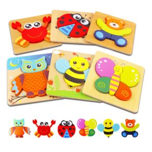 kerarme toddler puzzles wooden toys montessori 6 pack animal toddler puzzle toddlers activities preschool learning early educational sensory toys travel montessori toys 1 2 3 year old toys gifts