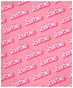 mattel barbie logo on repeat soft cuddly plush fleece throw blanket wall scroll