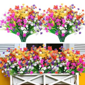 beiyimei artificial fake flowers, 10 bundles plastic flowers for outdoor decoration, uv resistant faux flowers shrubs, artificial plants for indoor outside garden home wedding farmhouse…