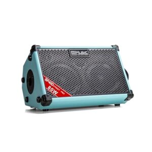 coolmusic bp40d powered acoustic guitar amplifier- portable bluetooth speaker 80w w/battery with reverb chorus delay effect, 6 inputs,3 band eq, blue