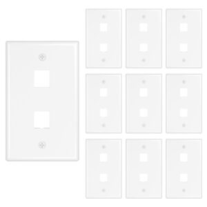 iwillink 2-port keystone wall plate 10-pack, low profile ethernet wall plates for keystone jack, white