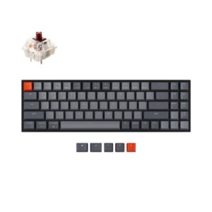 keychron k14 70% layout 72 keys bluetooth wireless/usb wired mechanical gaming keyboard for mac with gateron g pro brown switch/multitasking/white led backlight computer keyboard for windows laptop