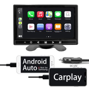 binize portable carplay screen navigation, portable 7 inch car stereo radio compatible with car play & android auto, touch screen, mirror link ,bluetooth for all vehicles & trucks