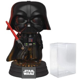 pop star wars: darth vader electronic with lights and sound funko vinyl figure (bundled with compatible box protector case), multicolor, 3.75 inches