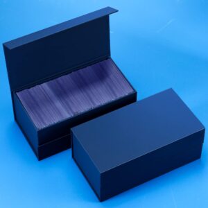 zonon 2 pieces trading card storage box magnetic baseball football cards holder container 600 standard sized card sleeves hold storage case for grade gaming cards (blue, small)