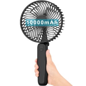 10000mah portable personal handheld fan, battery powered & usb rechargeable cooling desk fan, 40h working time, fast charging, battery operated hand fan, mini fan for indoor & outdoor travel camping