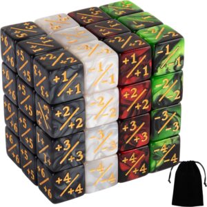 48 pieces magic the gathering token dice counters marble cube d6 dice loyalty dice for ccg creature stats card gaming mtg accessories, 4 styles