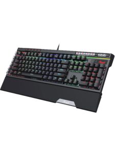 rosewill blitz k50 rgb wired gaming clicky mechanical keyboard, outemu blue switches, 14 rgb led backlight effects, nkro, anti-ghosting, 6 macro keys, dedicated media controls, usb passthrough