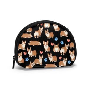 cute corgi dog canvas small coin purse pouch change wallet card holder with zipper for women girls gift