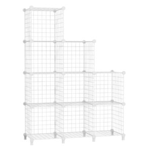 awtatos wire cube storage organizer, closet organizers and storage, metal 9 cube storage shelves bookshelf, portable closet clothes organizer for bedroom, home, office, white