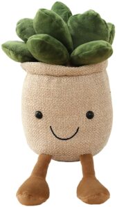 wuzhou tulip plush toy, 13.7" flower pot stuffed plushie pillow decoration, soft fluffy toy succulent plants friend throw pillow, multicolor (khaki-succulent)