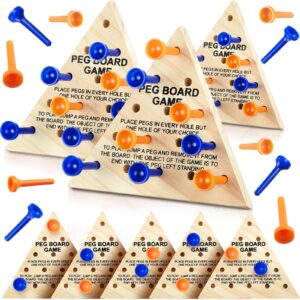 12 packs wooden triangle peg games wooden board game for family boys girls adults, learning toys fun board games travel peg jump games