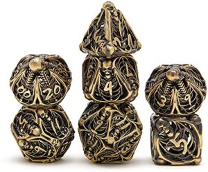 dnd dice set polyhedral hollow d&d dice set for games dungeons and dragons role playing games zhoorqi 7pcs skull metal dices mtg pathfinder dnd collection gifts (skull-bronze)