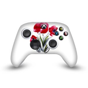 head case designs officially licensed mai autumn red flowers art mix vinyl sticker gaming skin decal cover compatible with xbox series x/s controller