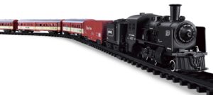 train set with steam, lights & sound for boys and girls, retro train toy with black electric steam locomotive engine long tracks for kids, for christmas, birthday for children