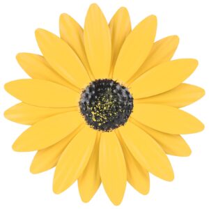 happyyami floral wall sculpture metal daisy wall art inspirational wall sculptures sunflower hanging figurine wall hanger ornaments for balcony decor yellow garden wall art