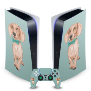 head case designs officially licensed barruf dachshund, the wiener art mix vinyl faceplate gaming skin decal compatible with sony playstation 5 ps5 digital edition console and dualsense controller