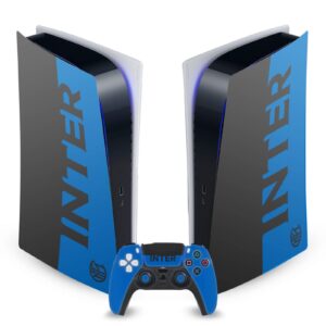 head case designs officially licensed inter milan blue and black full logo vinyl faceplate gaming skin decal compatible with sony playstation 5 ps5 digital edition console and dualsense controller