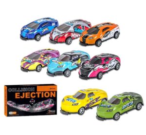 ai-fun 8pcs stunt toy cars, flips pull back car die cast car toys for 3-6 year old boys jumping flip stunt toy cars mini model cars for kids boys