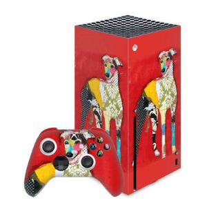 head case designs officially licensed michel keck greyhound art mix vinyl sticker gaming skin decal cover compatible with xbox series x console and controller bundle