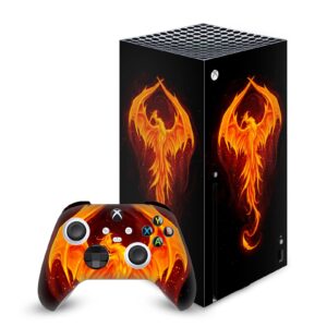 head case designs officially licensed christos karapanos dragon phoenix art mix vinyl sticker gaming skin decal cover compatible with xbox series x console and controller bundle