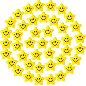 48 pieces star stress balls for kids star mini foam ball smile face stress ball bulk relief star toys for school carnival, reward student prizes, party bag fillers(yellow)