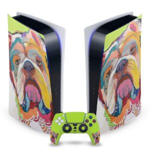 head case designs officially licensed michel keck bulldog art mix vinyl faceplate sticker gaming skin decal compatible with sony playstation 5 ps5 digital edition console and dualsense controller