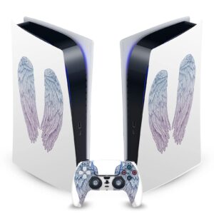 head case designs officially licensed rachel caldwell angel wings art mix vinyl faceplate gaming skin decal compatible with sony playstation 5 ps5 digital edition console and dualsense controller