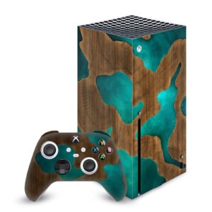 head case designs officially licensed alyn spiller aqua art mix vinyl sticker gaming skin decal cover compatible with xbox series x console and controller bundle